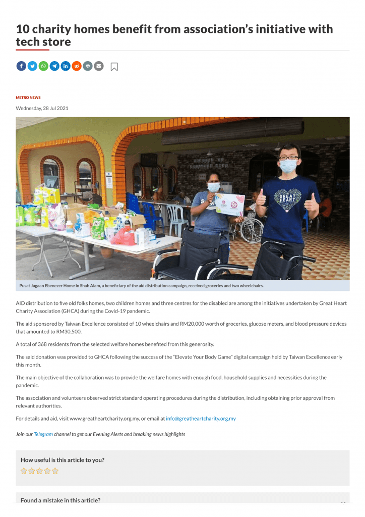 (The Star) 10 charity homes benefit from association's initiative with ...